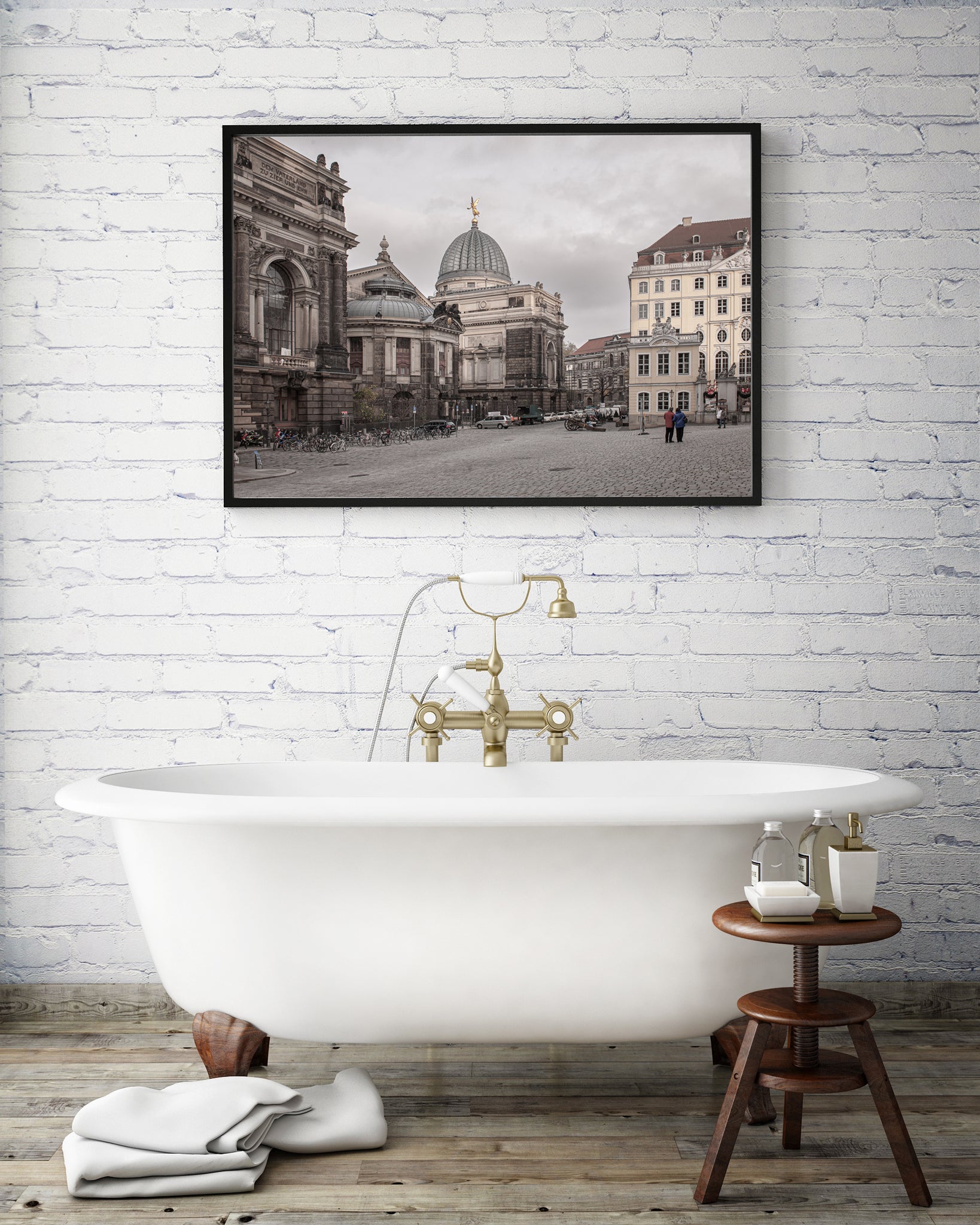Quaint German Courtyard: A Fine-Art Print of Historical Buildings